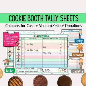 Girl Scout Cookie Tally Sheet, 2026 Cookie Inventory Tracker, ABC ...