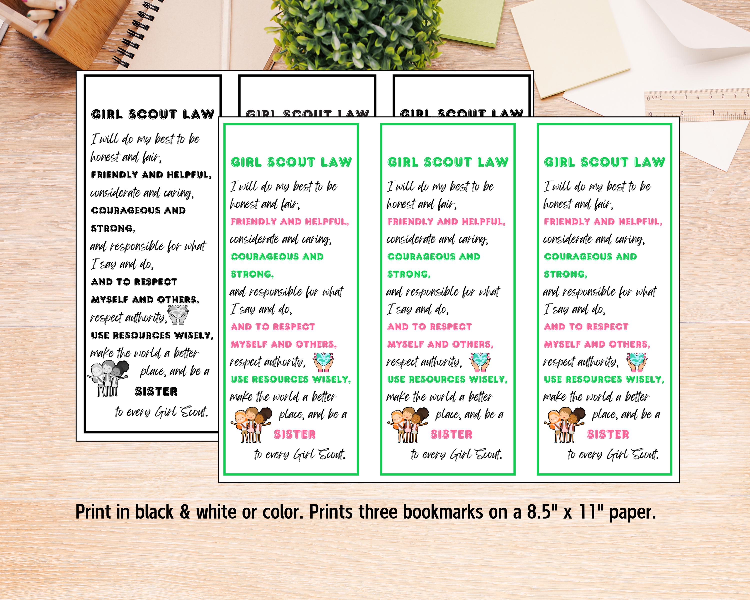 Girl Scout Law Activity Bundle: Poster, Coloring Pages, Bookmark ...