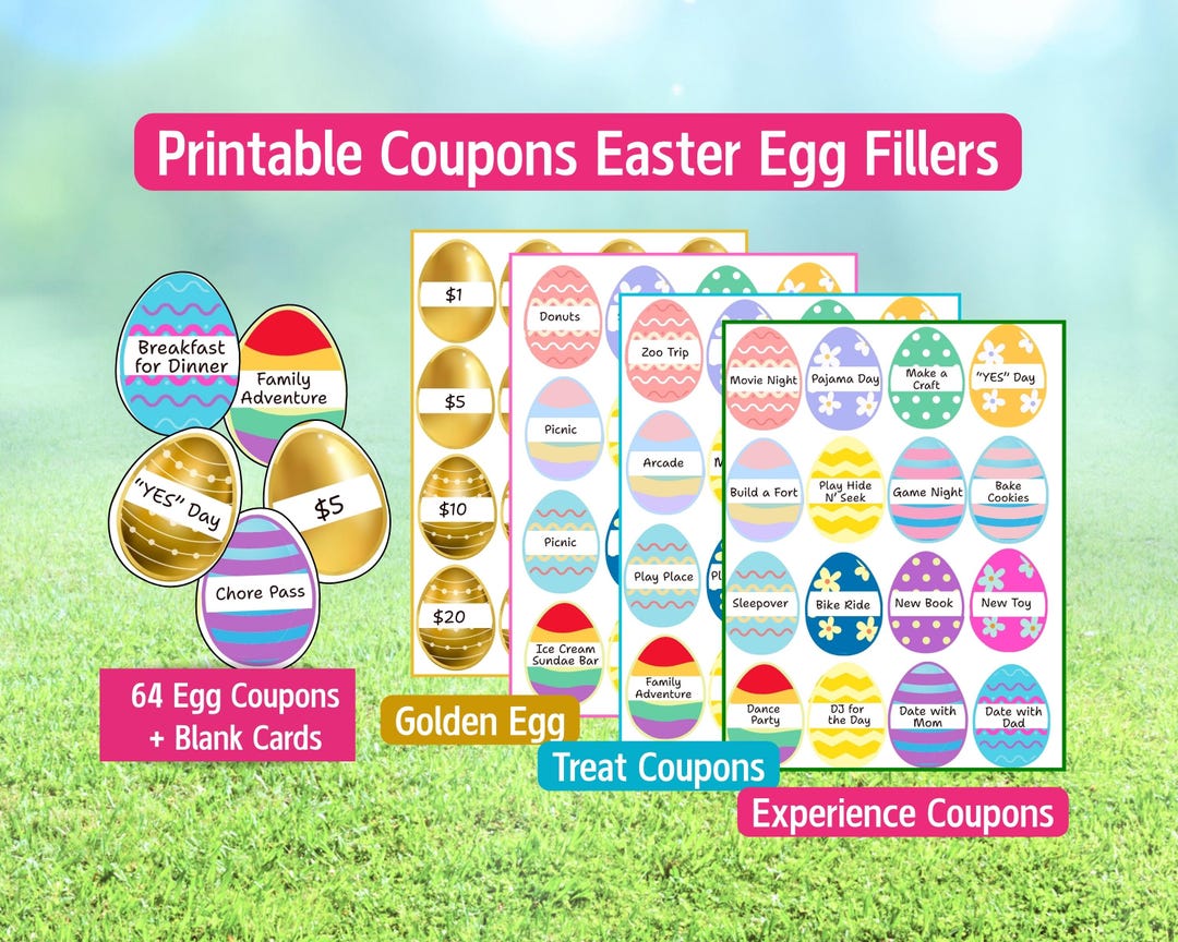 PRINTABLE Easter Coupons, Easter Egg Fillers, Easter Egg Hunt Coupons ...