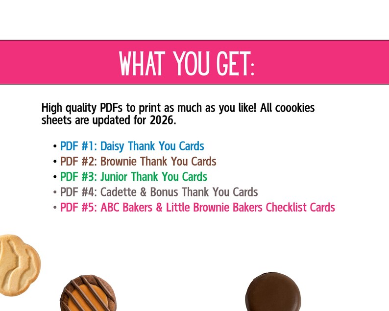 Girl Scout Thank You Card, Girl Scout Cookie Tag, Order Receipt, LBB ...