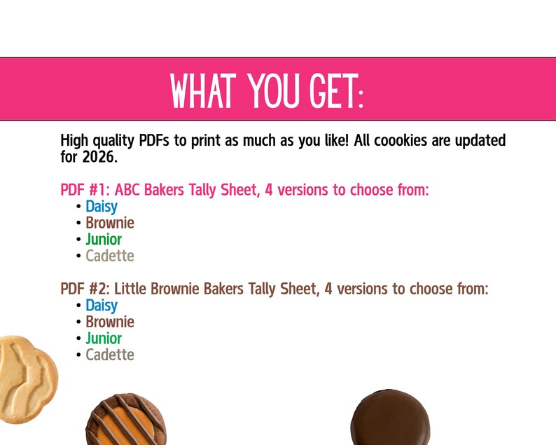 Girl Scout Cookie Tally Sheet, 2026 Cookie Inventory Tracker, ABC ...