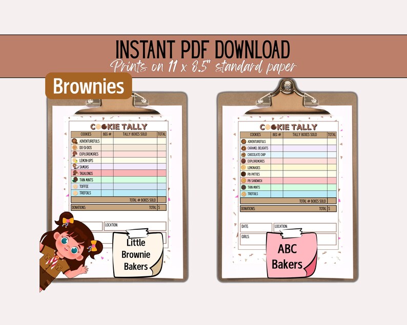 Girl Scout Cookie Booth Supplies, Easy Cookie Inventory Tracker, ABC ...