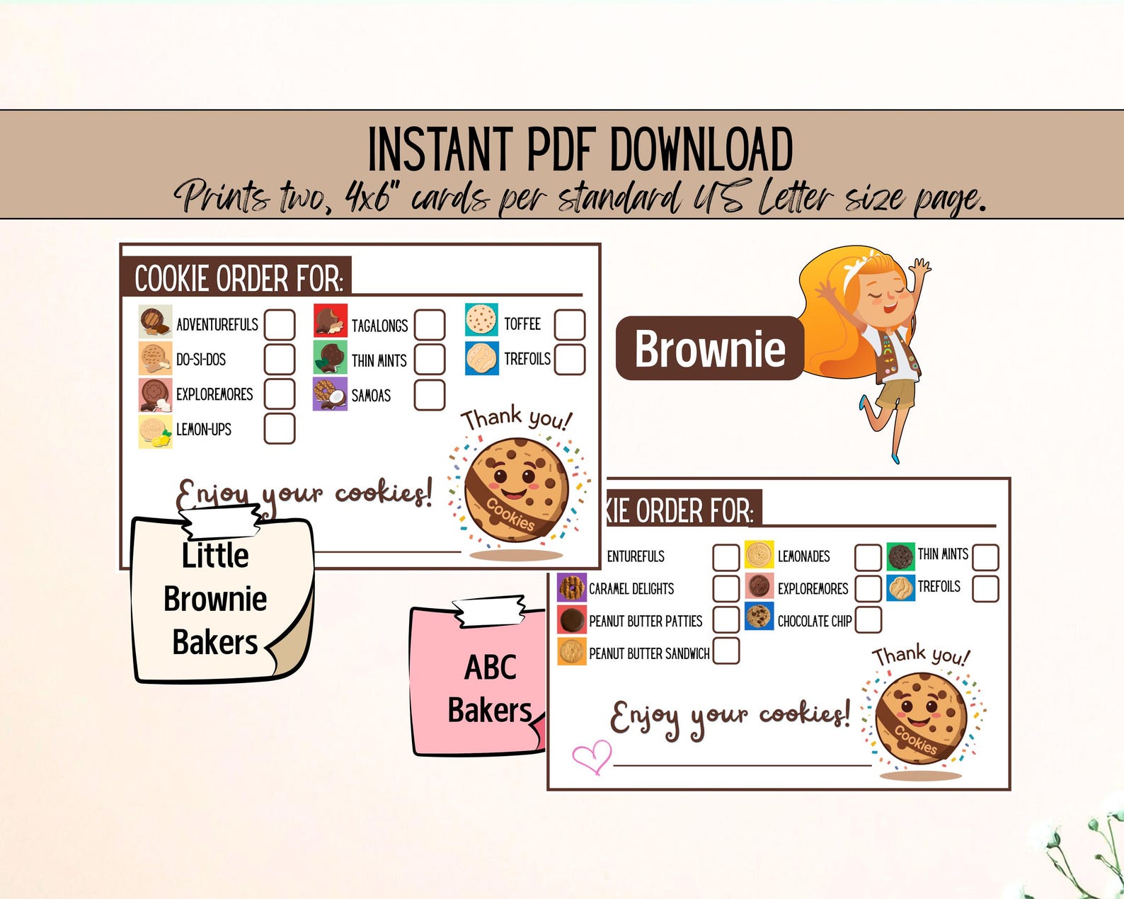 Girl Scout Cookies 2026 Printable Thank You Note, Girl Scout Thank You ...