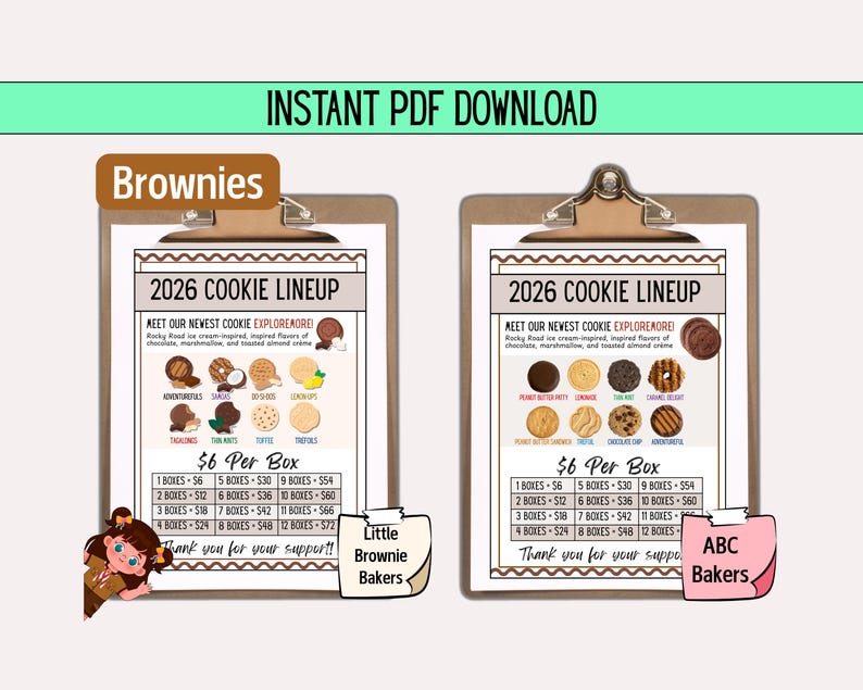 Girl Scout Cookie Booth Worksheet 2026, Girl Scout Cheat Sheet, Cookie ...