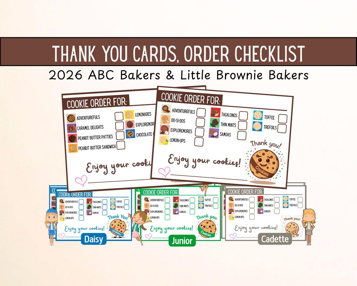 Girl Scout Cookies 2026 Printable Thank You Note, Girl Scout Thank You ...