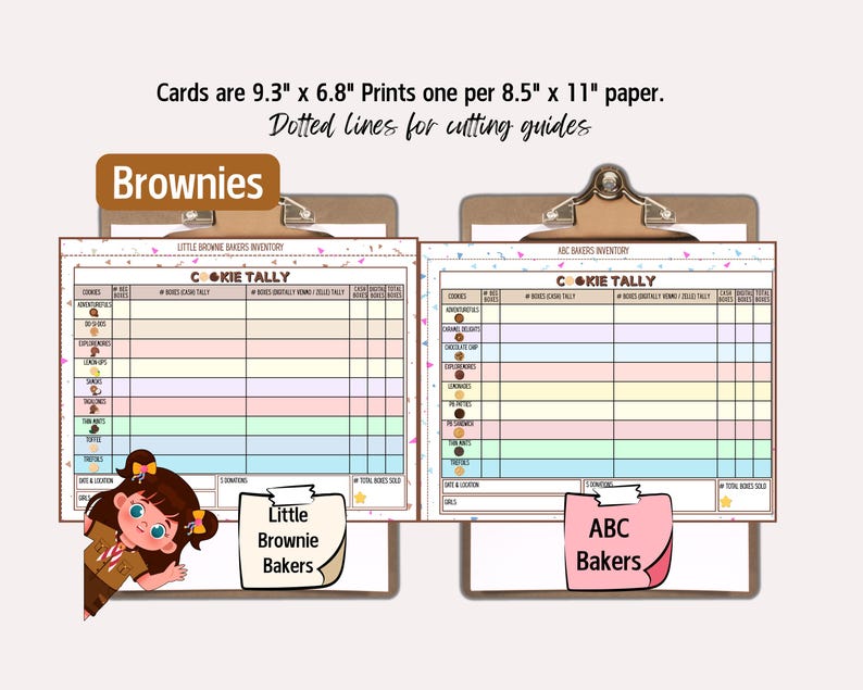 Girl Scout Cookie Booth Tally Card Printable 2026, Cookie Inventory ...