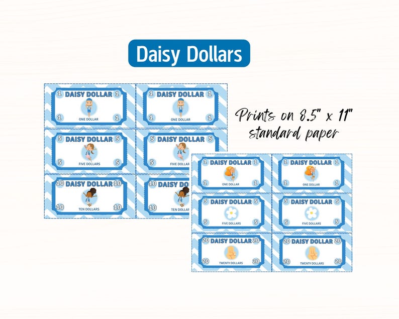 Girl Scout Cookie Booth Practice, Printable Play Money, Daisy Brownie ...