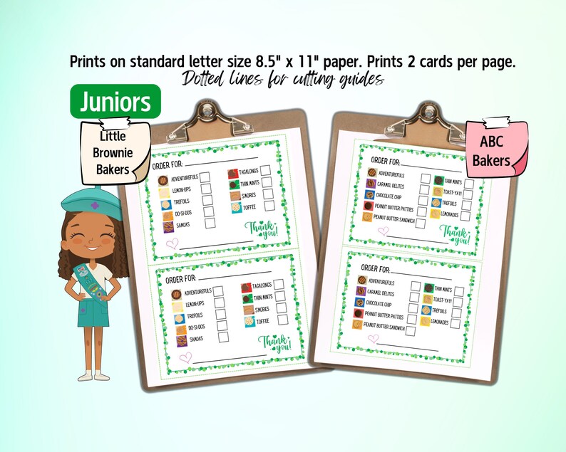Girl Scout Cookie Thank You Card, Order Checklist, Personalized for ...
