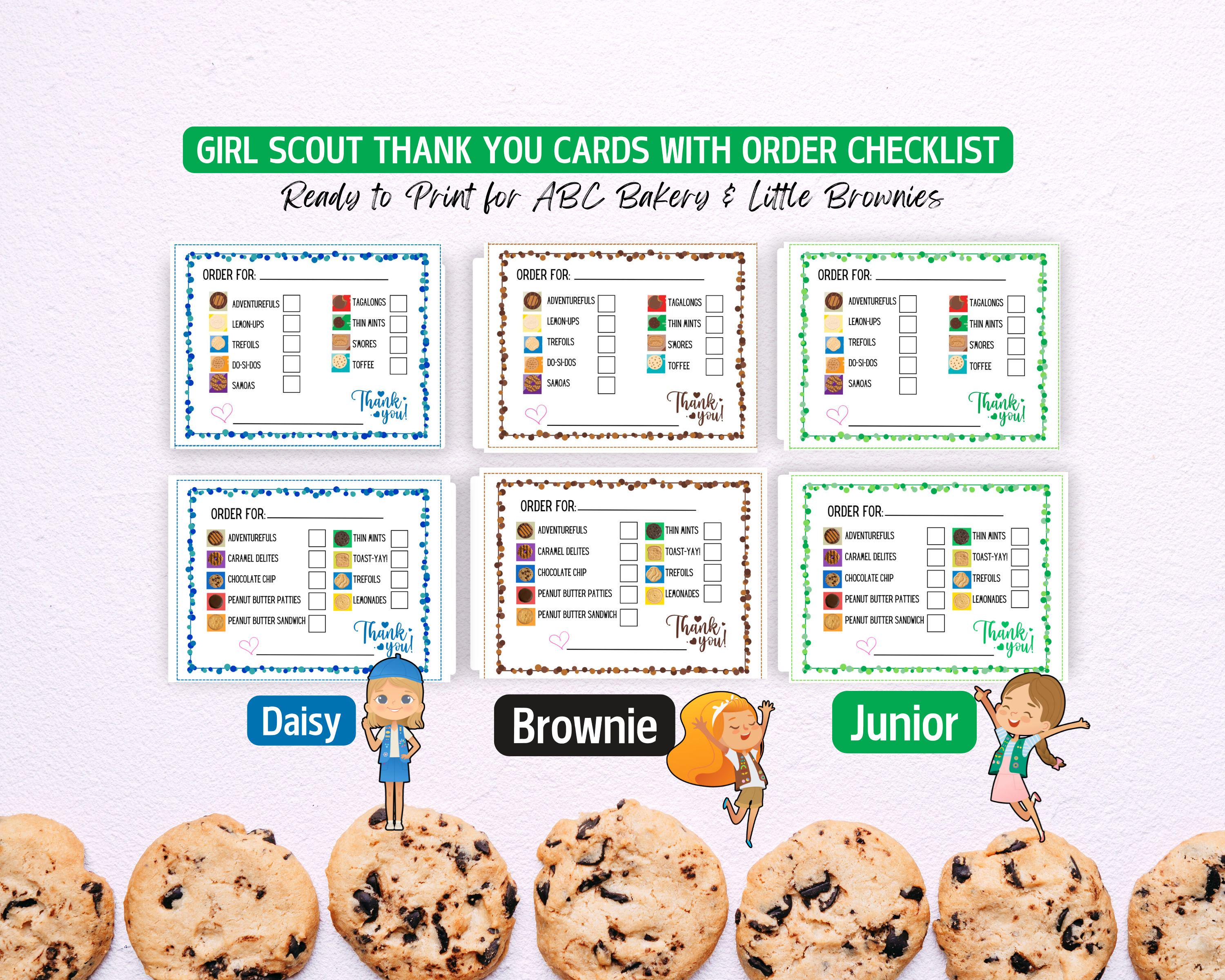 Girl Scout Cookie Thank You Card, Order Checklist, Personalized for ...