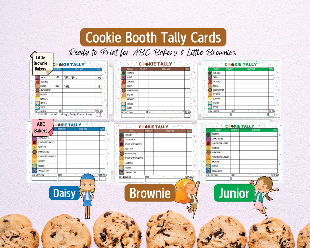 Girl Scout Cookie Booth Printable Tally Sheet, Girl Scout Booth Sales ...