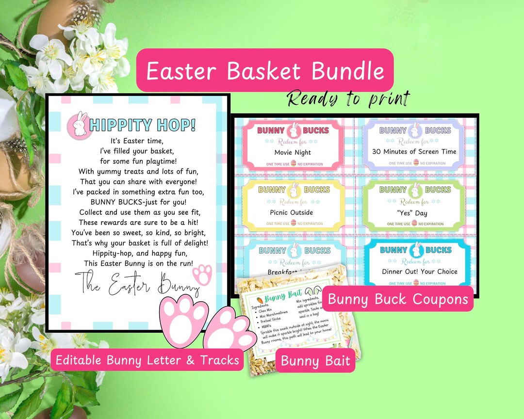 Printable EDITABLE Letter From the Easter Bunny, Easter Basket Gift Kit ...