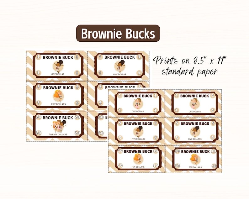 Girl Scout Cookie Booth Practice, Printable Play Money, Daisy Brownie ...