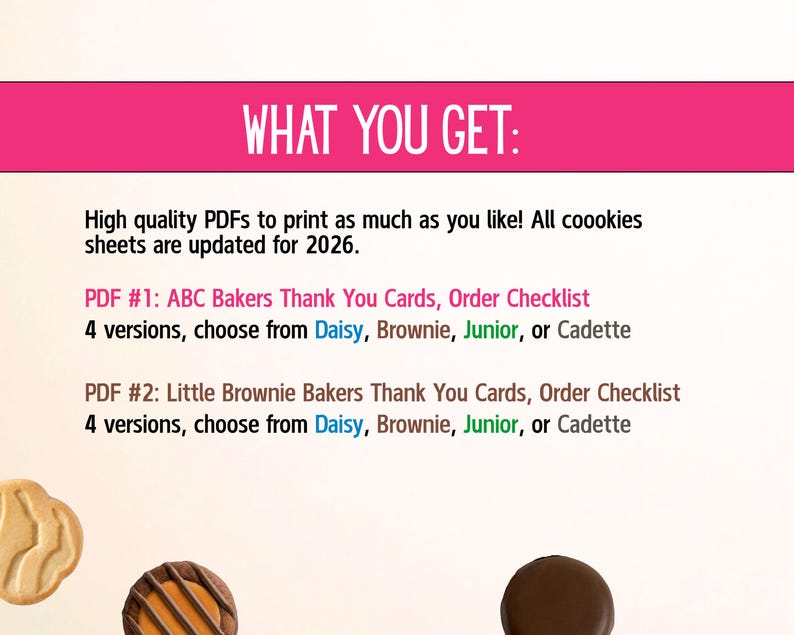 Girl Scout Cookies 2026 Printable Thank You Note, Girl Scout Thank You ...