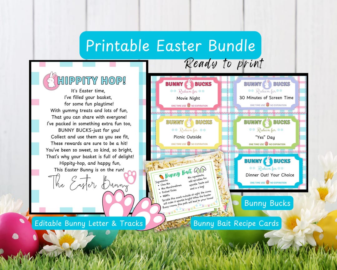 PRINTABLE, EDITABLE Easter Bunny Bucks, Easter Bunny Letter, Easter ...