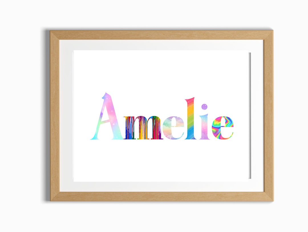 Rainbow Name Art Print - Digital Download A4 Customisable Print for ...
