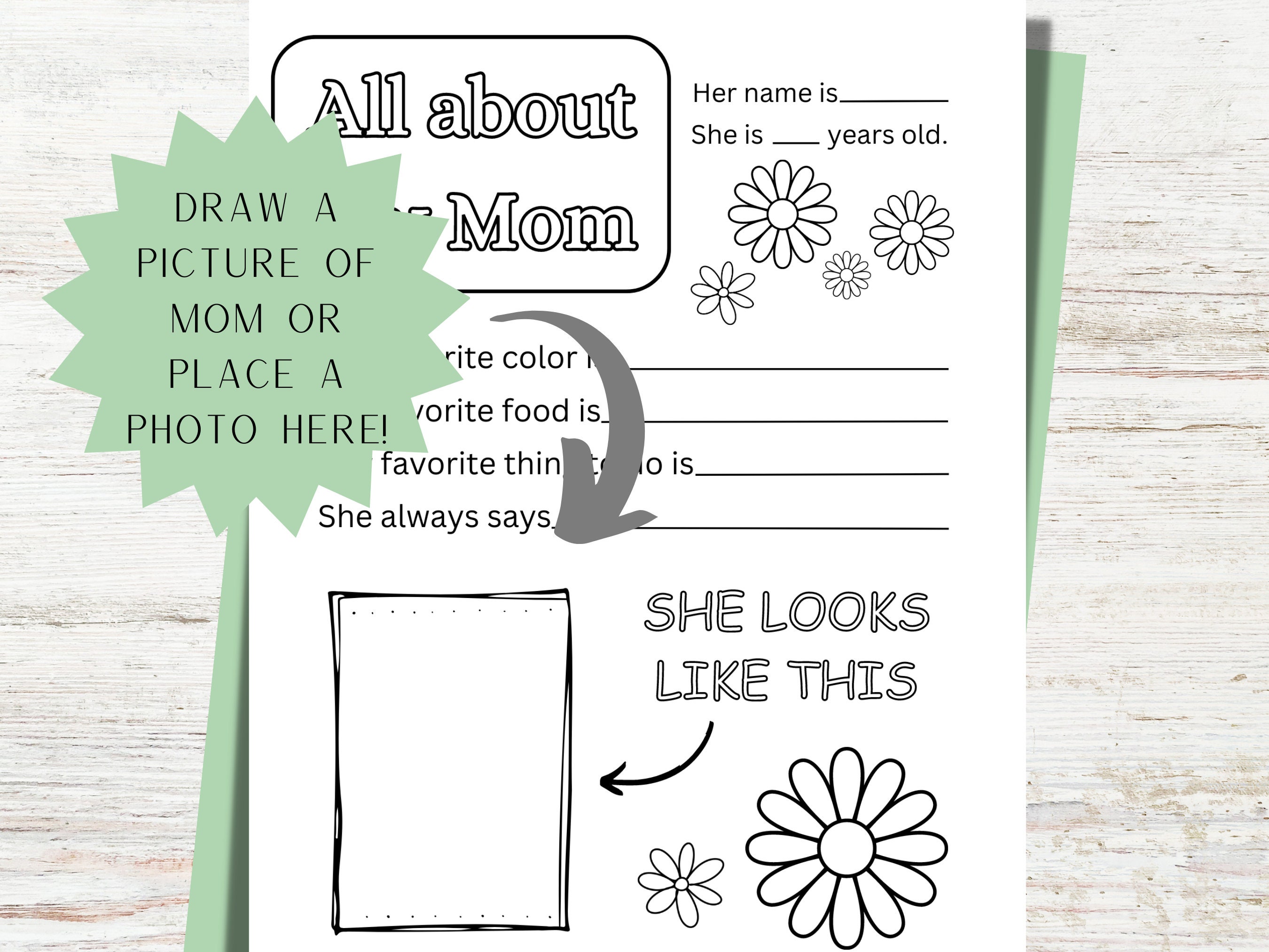 All About Mom Coloring Page, All About Mom Questionnaire, Kids Mothers ...