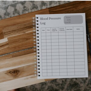Printable Blood Pressure Log, Blood Pressure Tracker, Heart Rate ...