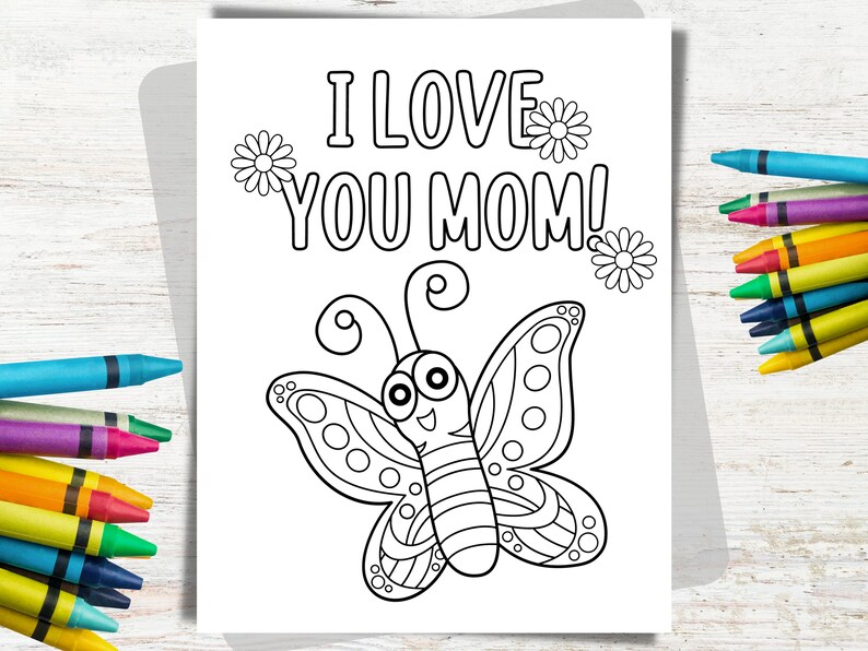 Mothers Day Coloring Printable, I Love My Mom Coloring Page, I Love My ...