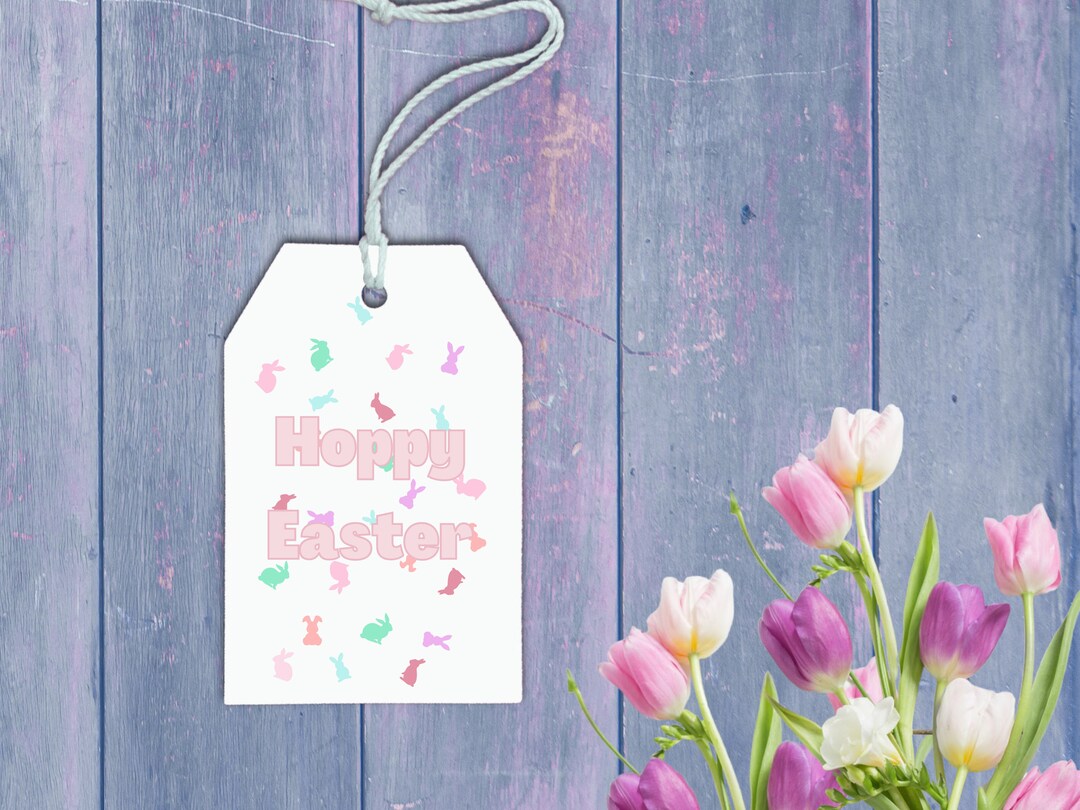 Hoppy Easter Gift Tag, Printable Gift Tag, Easter Bunny - Etsy