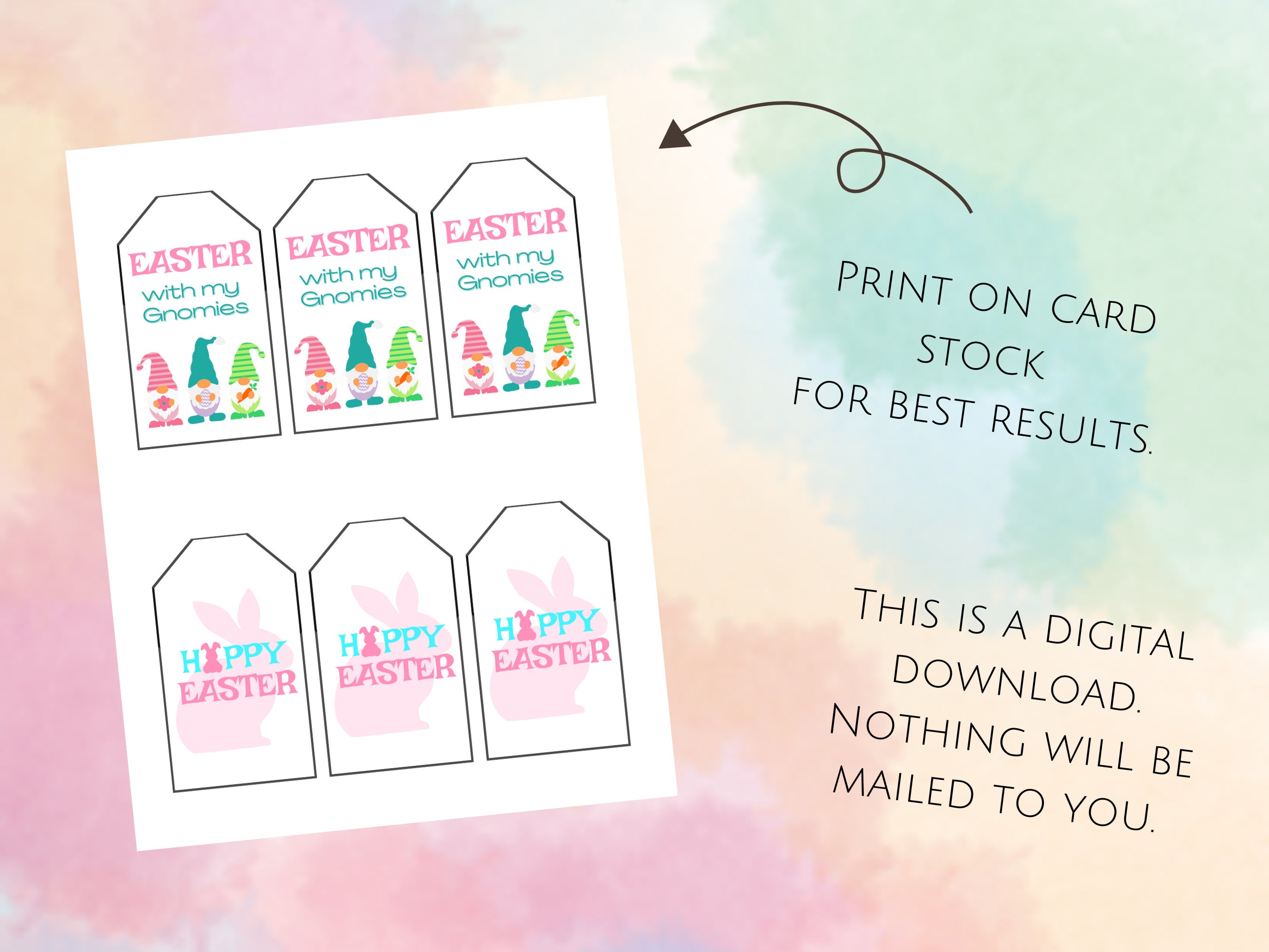 Printable Easter Gift Tag Happy Easter Bunnies - Etsy