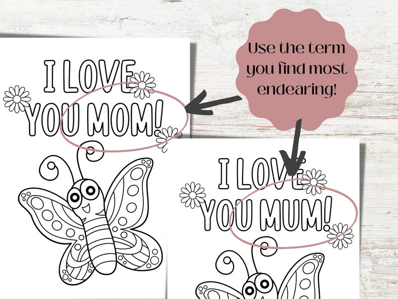 Mothers Day Coloring Printable, I Love My Mom Coloring Page, I Love My ...