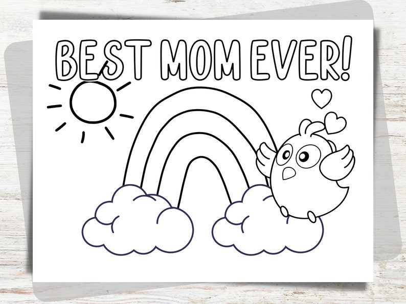 Mothers Day Coloring Printable, I Love My Mom Coloring Page, I Love My ...