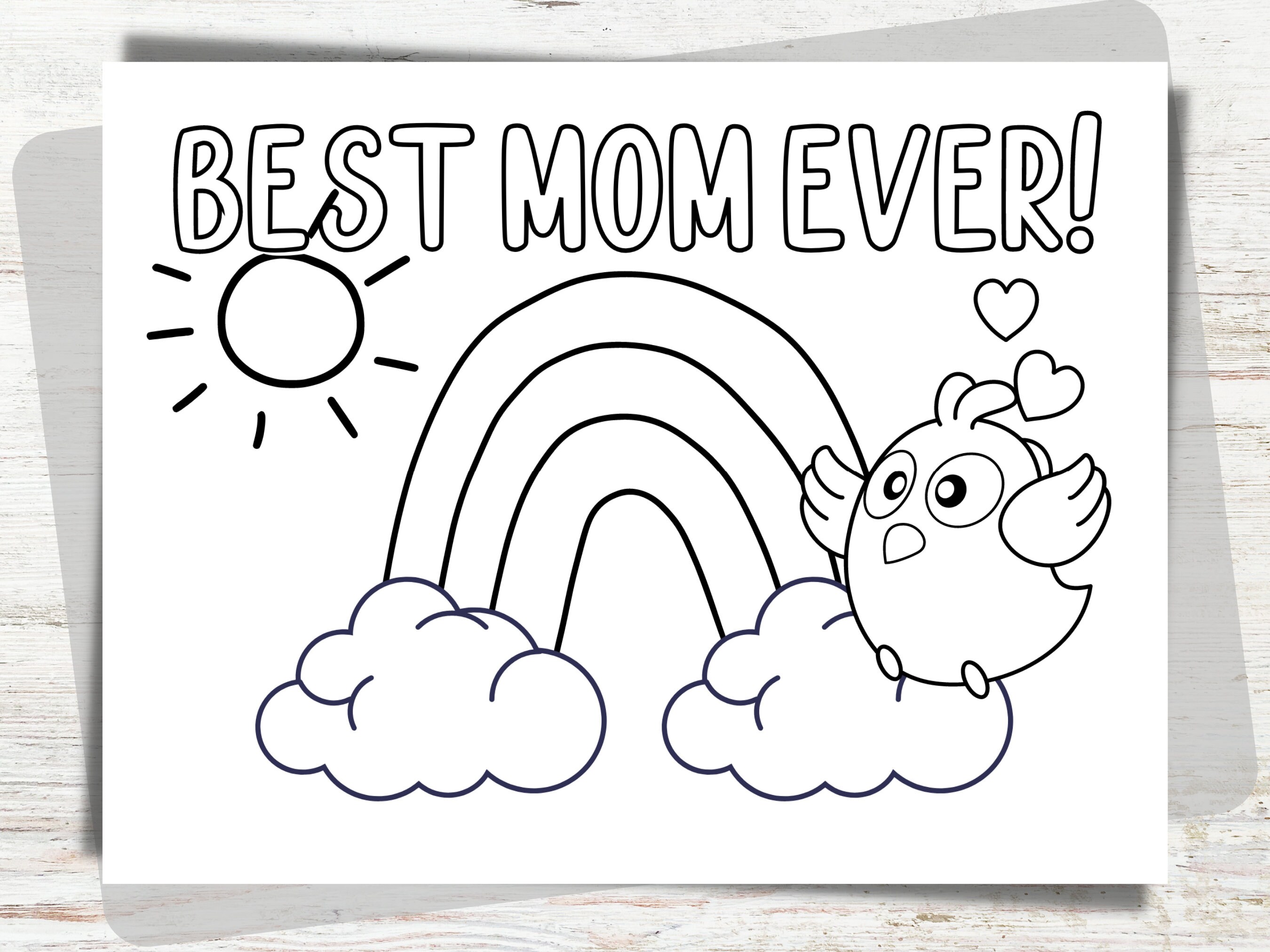 Mothers Day Coloring Printable, I Love My Mom Coloring Page, I Love My ...