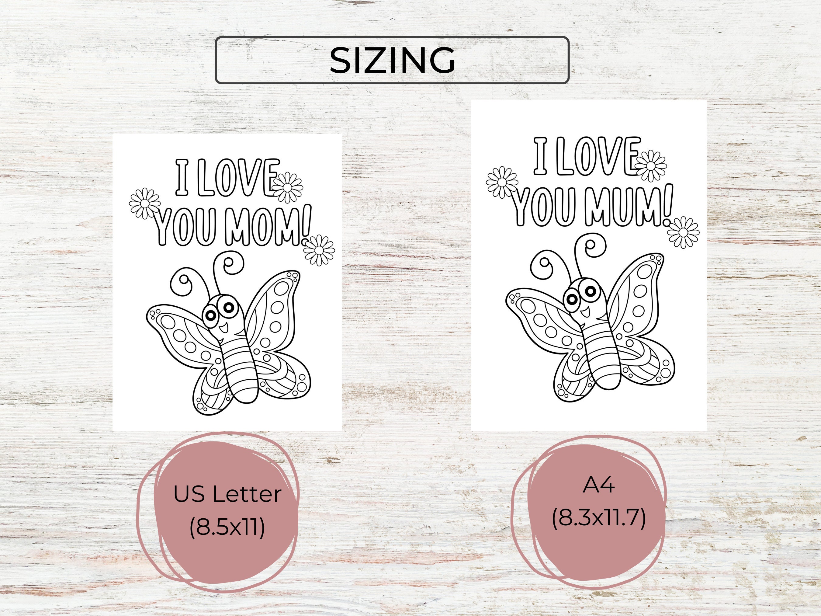 Mothers Day Coloring Printable, I Love My Mom Coloring Page, I Love My ...