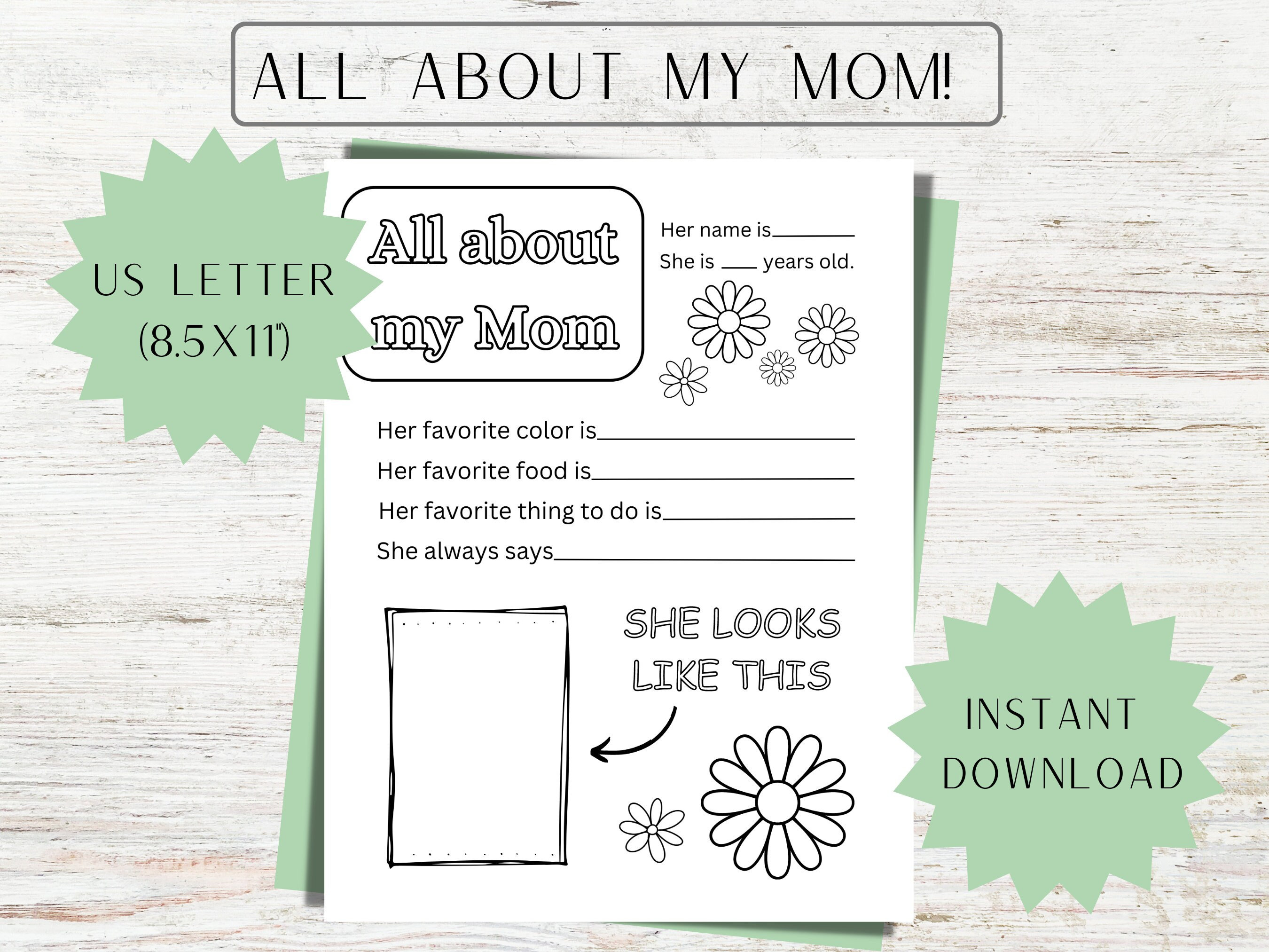 All About Mom Coloring Page, All About Mom Questionnaire, Kids Mothers ...