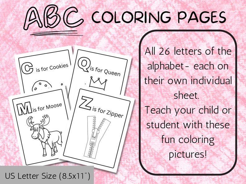 Alphabet Coloring Book ABC Worksheets Preschool Coloring - Etsy