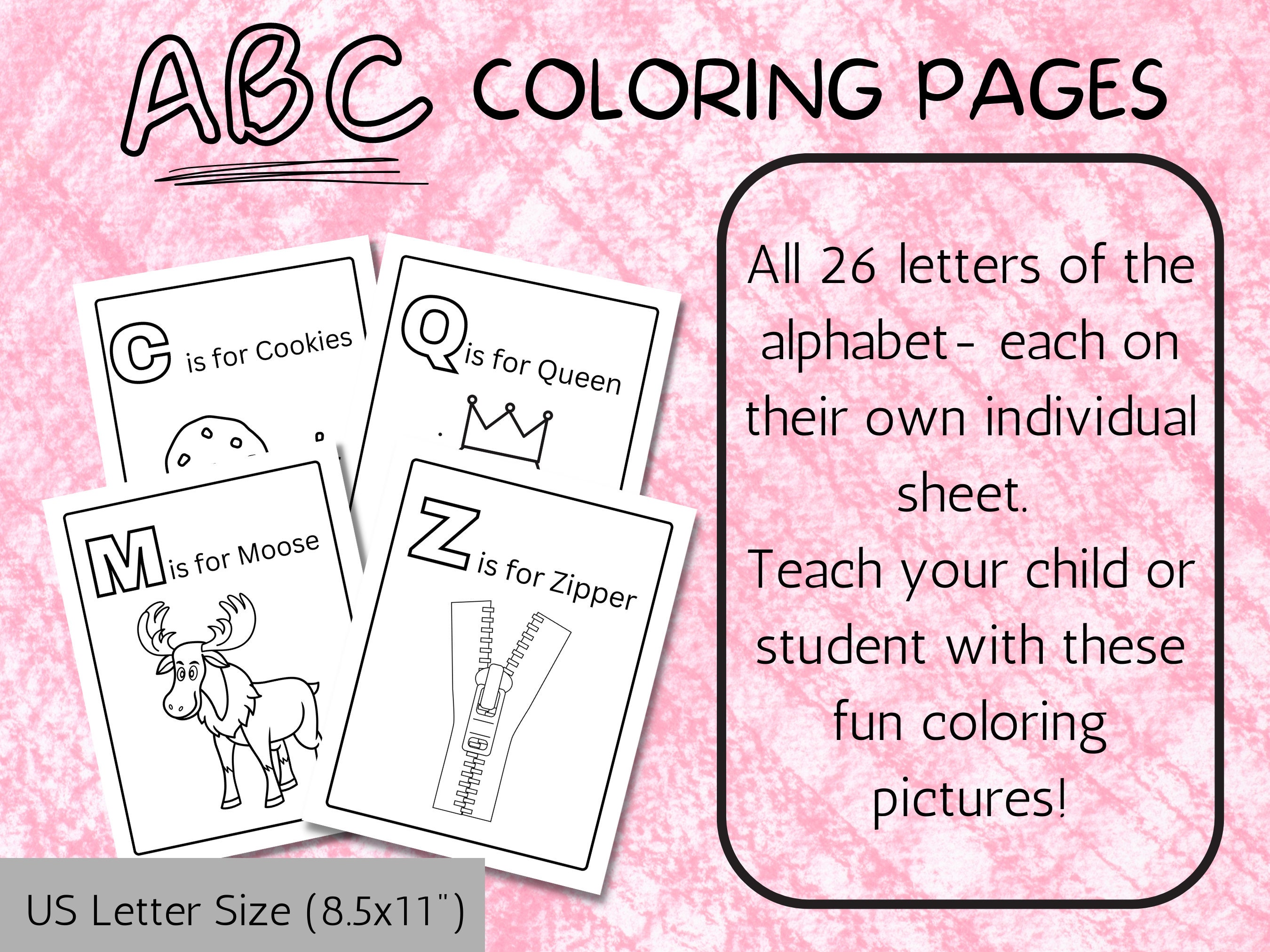 Alphabet Coloring Book, ABC Worksheets, Preschool Coloring Sheets, ABC ...
