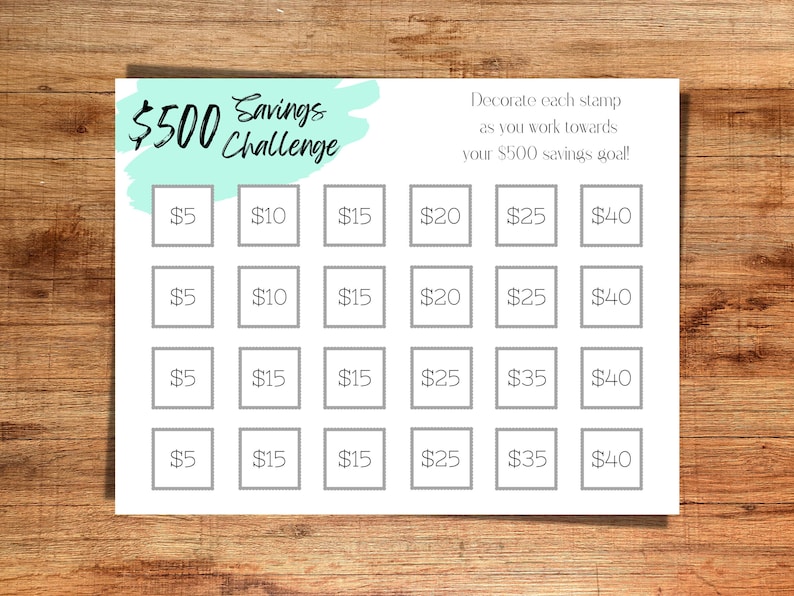 500 Savings Tracker, Printable Savings Tracker, Savings Challenge ...