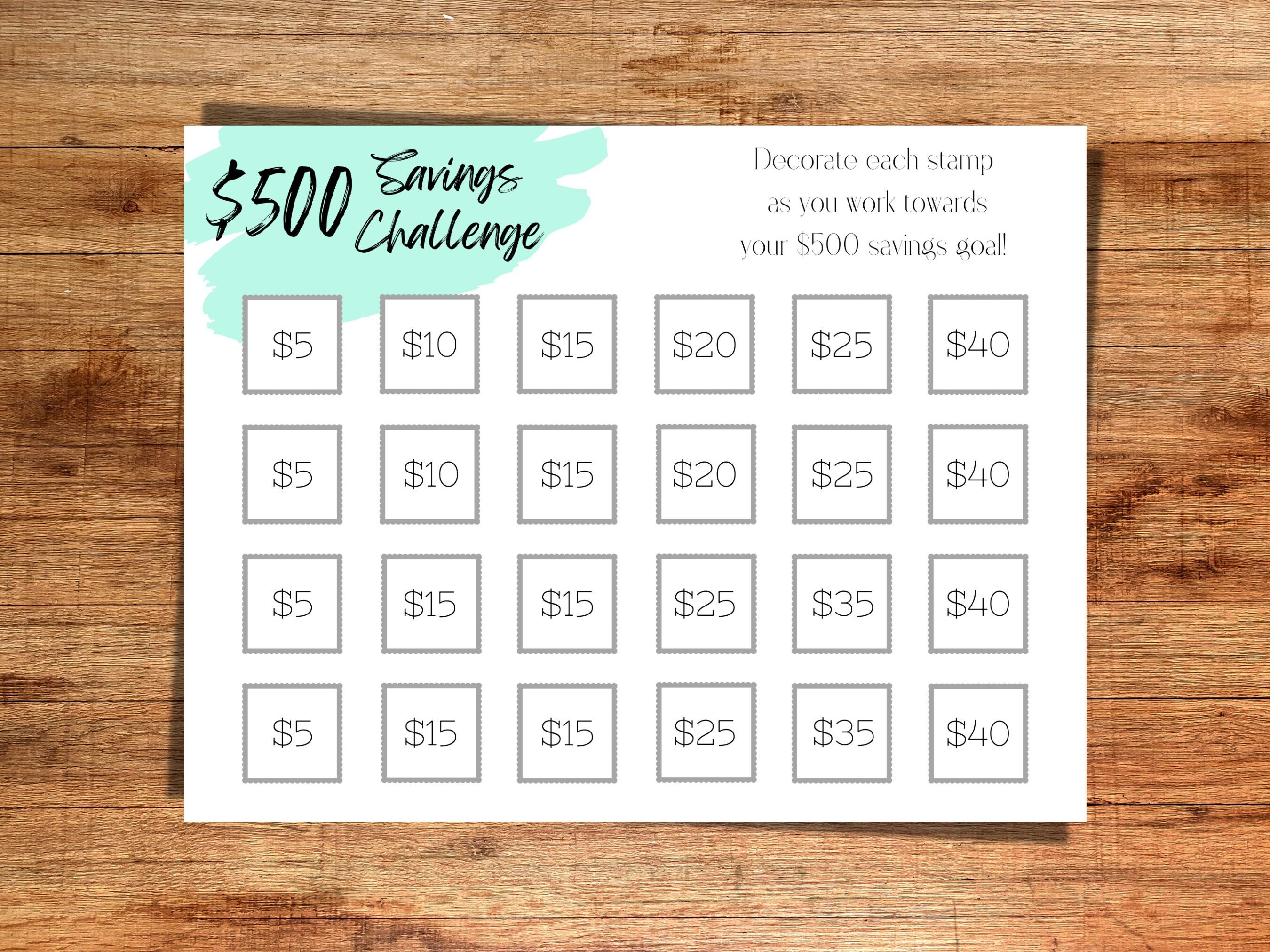 500 Savings Tracker, Printable Savings Tracker, Savings Challenge ...
