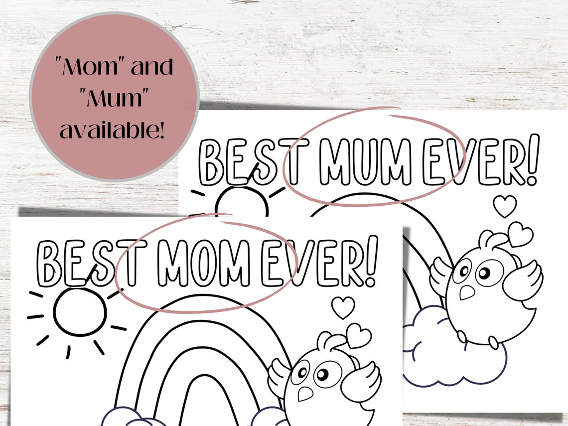 Mothers Day Coloring Printable, I Love My Mom Coloring Page, I Love My ...