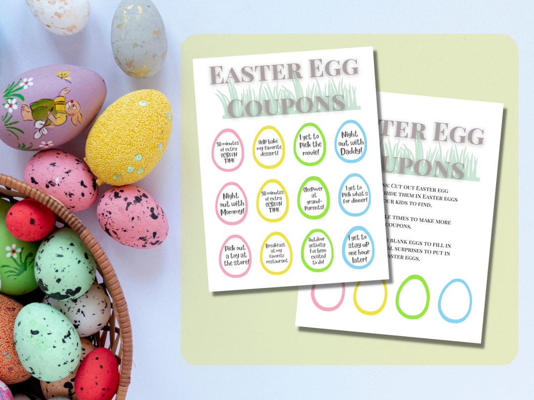 Printable Easter Egg Coupons, Easter Coupons PDF, Printable Kids ...
