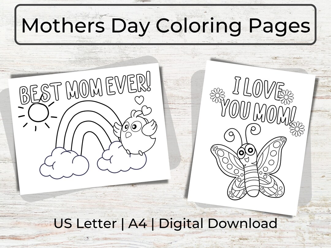 Mothers Day Coloring Printable, I Love My Mom Coloring Page, I Love My ...