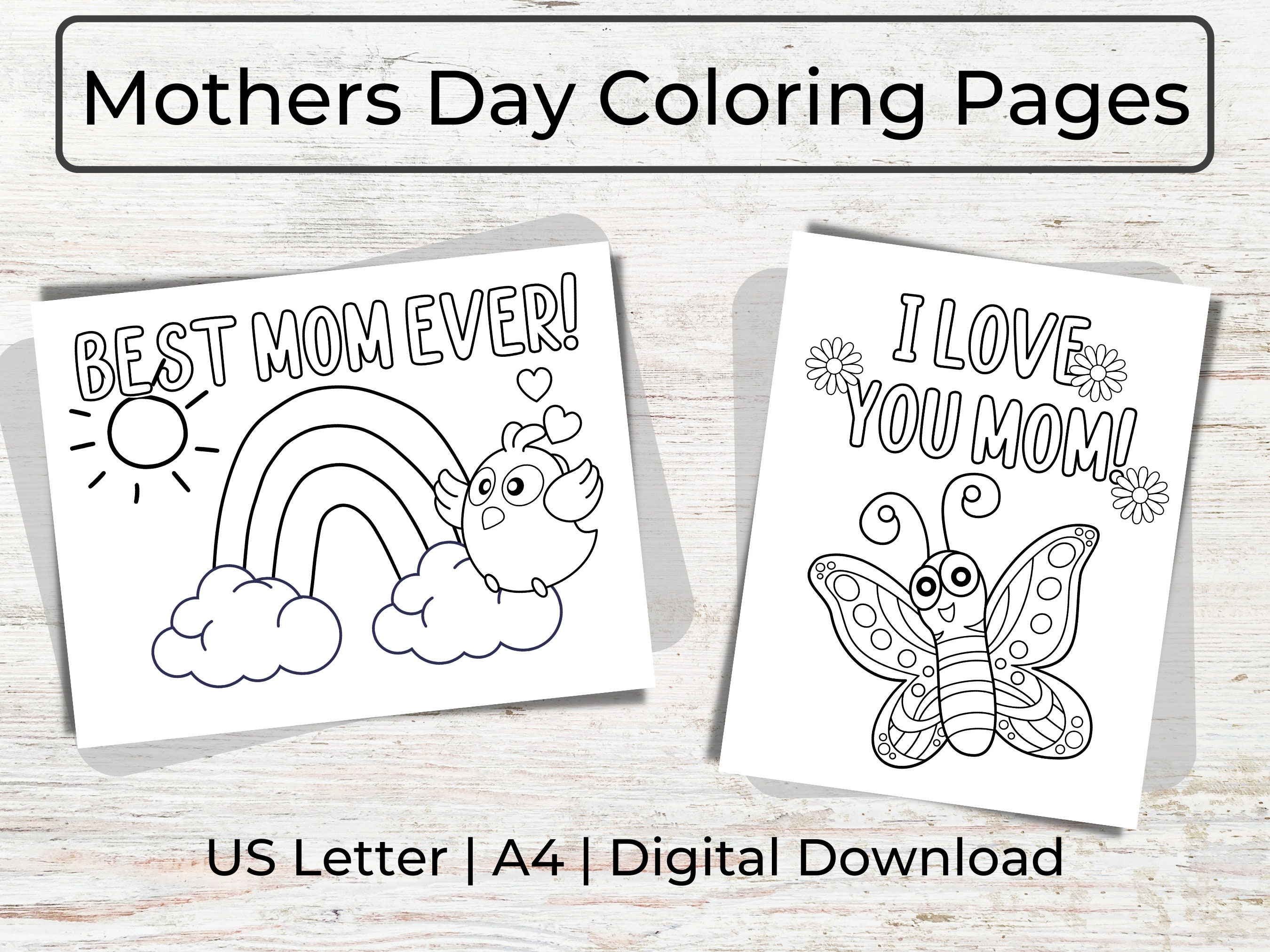 Mothers Day Coloring Printable, I Love My Mom Coloring Page, I Love My ...