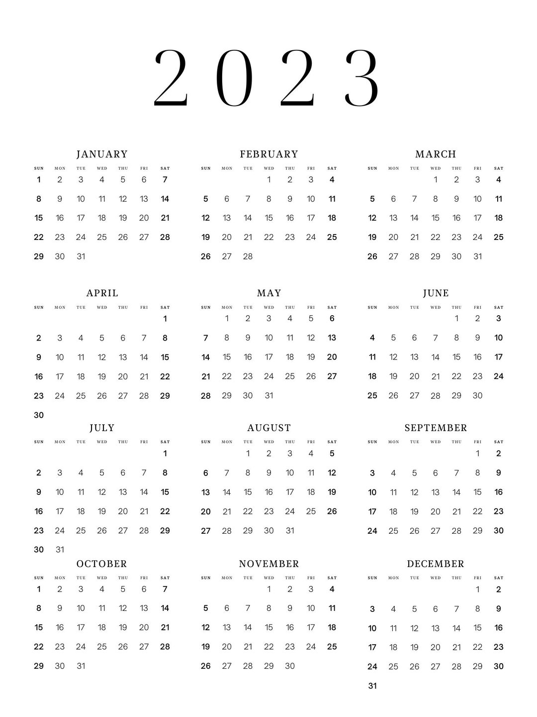 2023 Digital Calendar for Download - Etsy