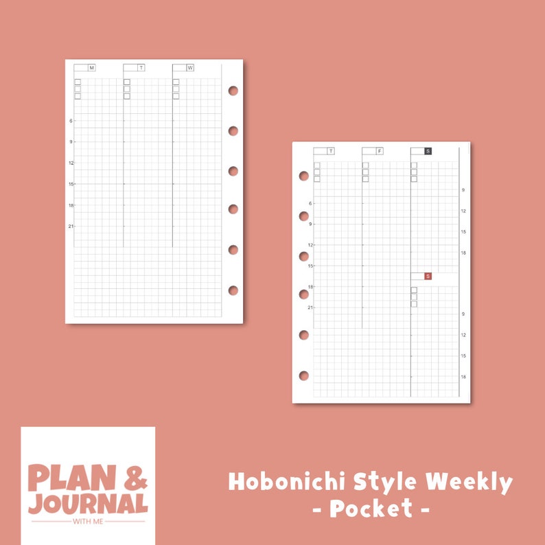 Pocket Size Printable Hobonichi Techo Style Vertical Weekly Timed for ...
