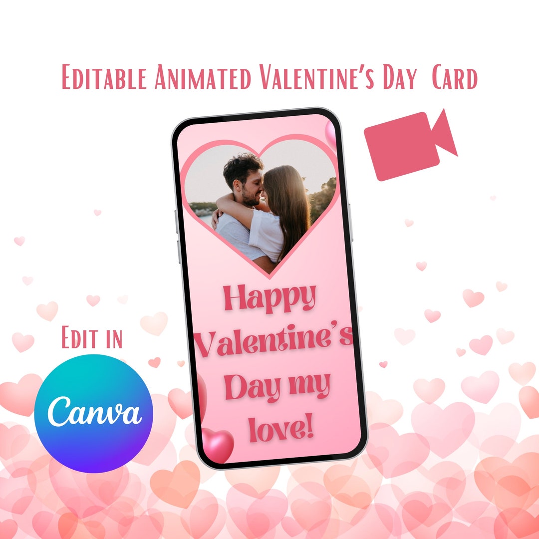 Editable Valentine's Day Greeting Card for Valentines Day Electronic ...