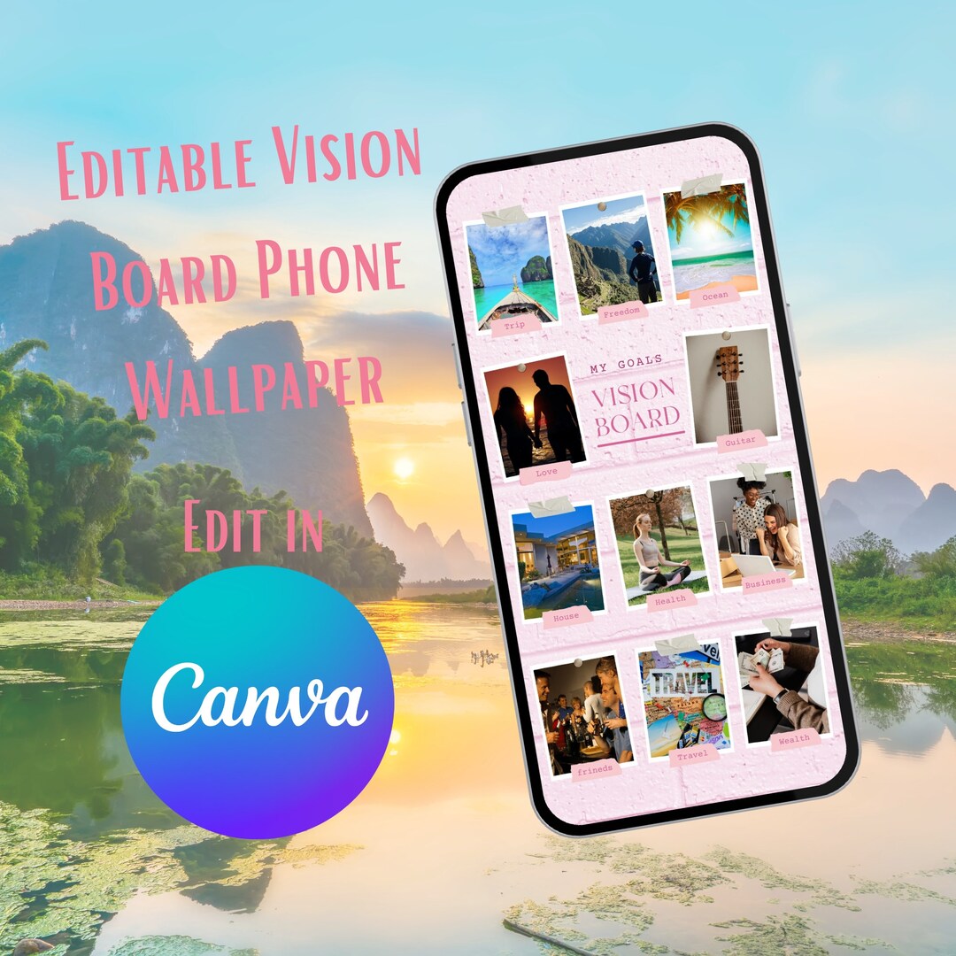 Ediatbel Vision Board Phone Wallpaper, Goal Setting Phone Background ...