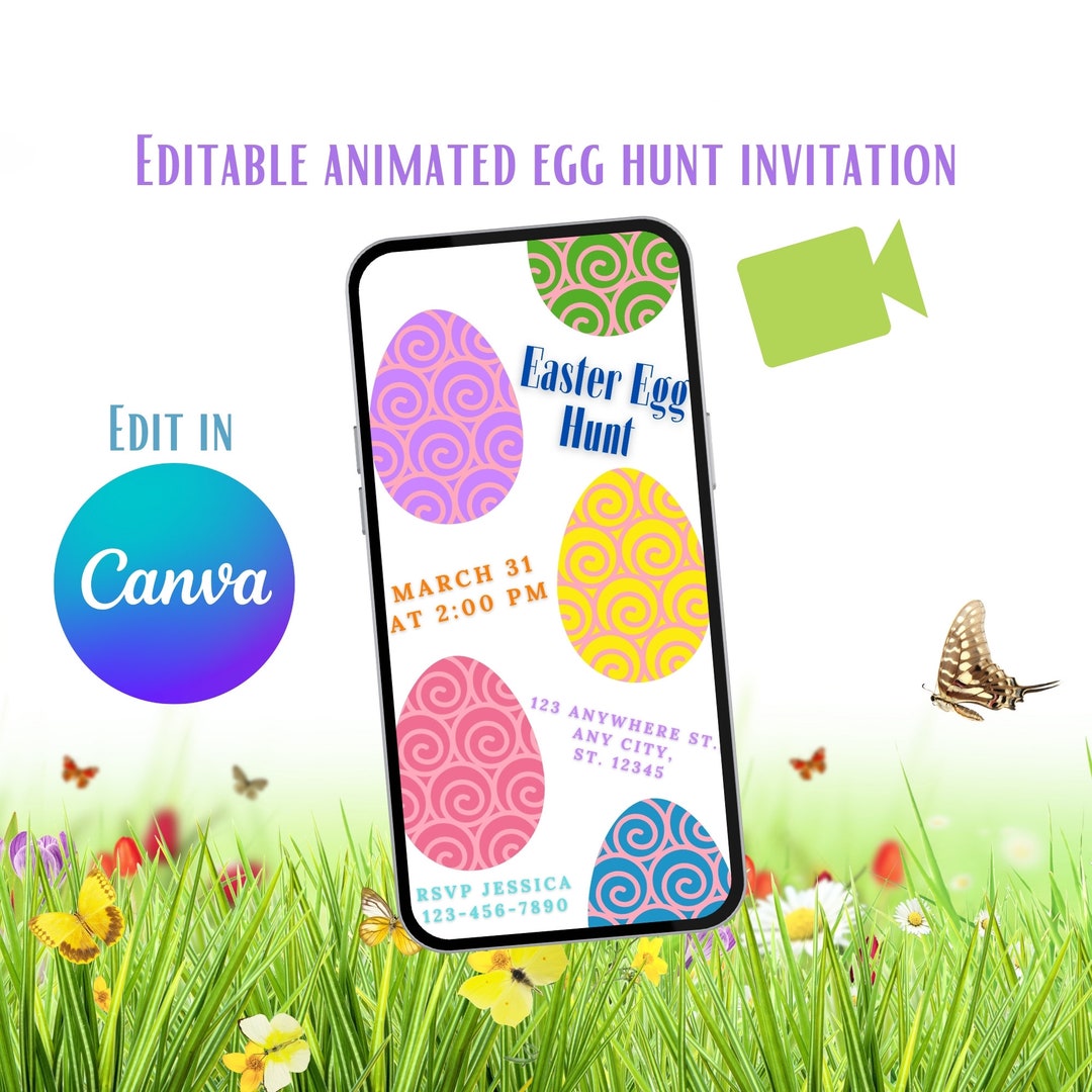 Easter Egg Hunt Invite, Animated Egg Hunt Invitation, Electronic Party ...