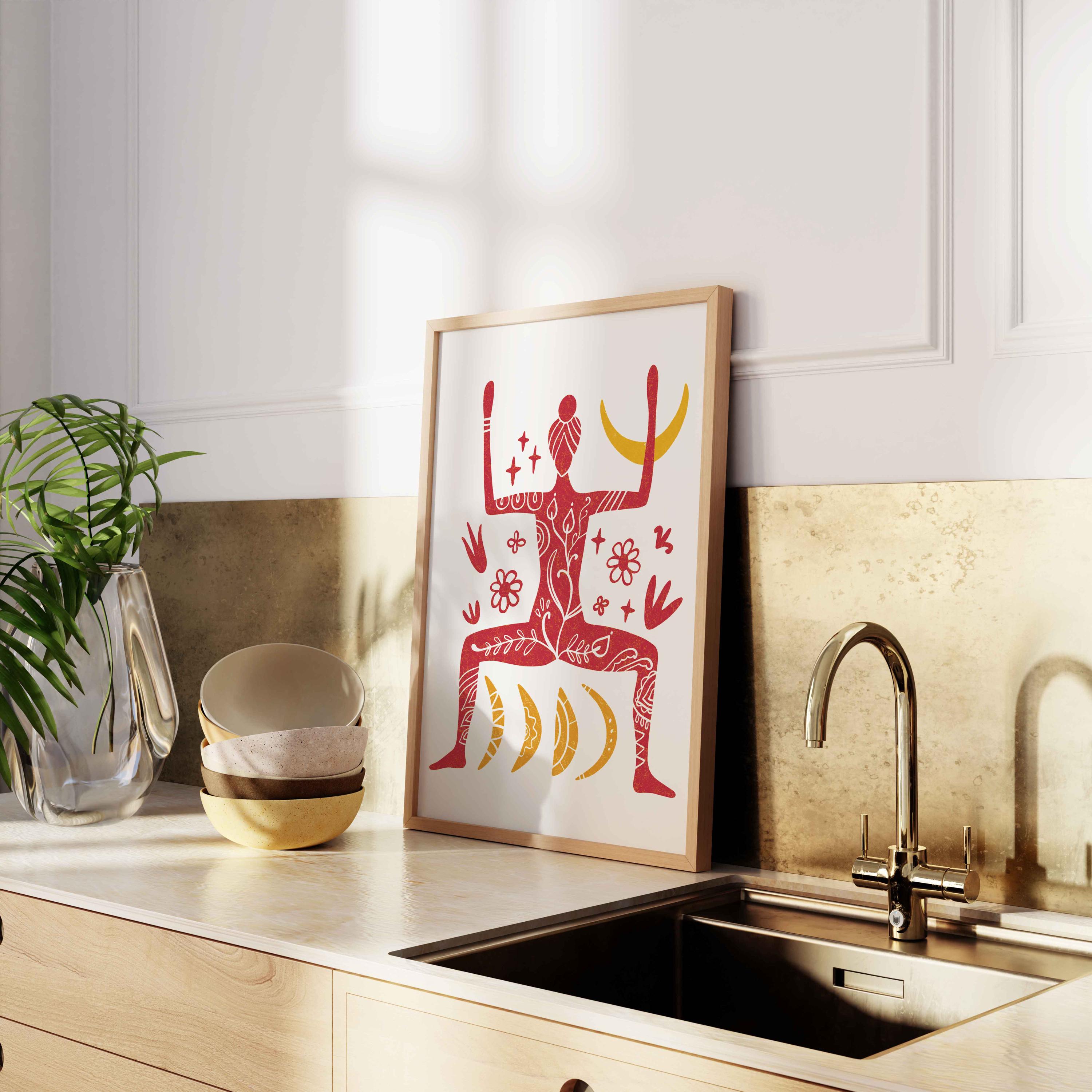 Goddess Pose Yoga Poster, Digital Print, Colorful Yoga Poses Prints ...