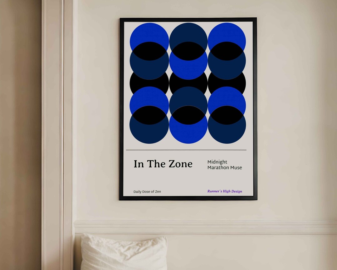 Blue Abstract Running Print, Wall Art, Minimalist, Retro Running Print ...