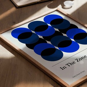Blue Abstract Running Art Print, Retro Minimalist Poster (digital ...