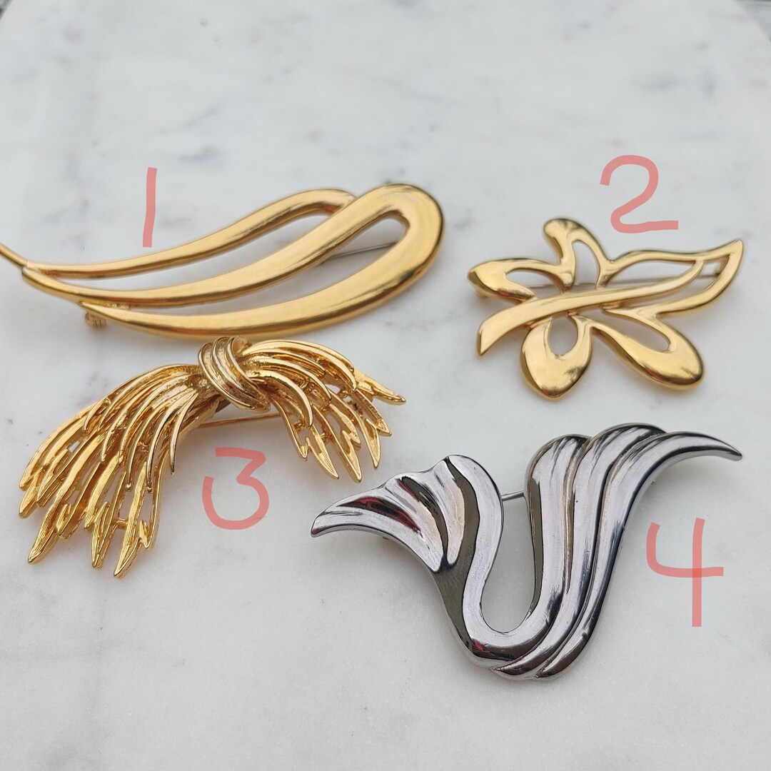 Vintage Mid-century Modern Metal Brooches - Etsy