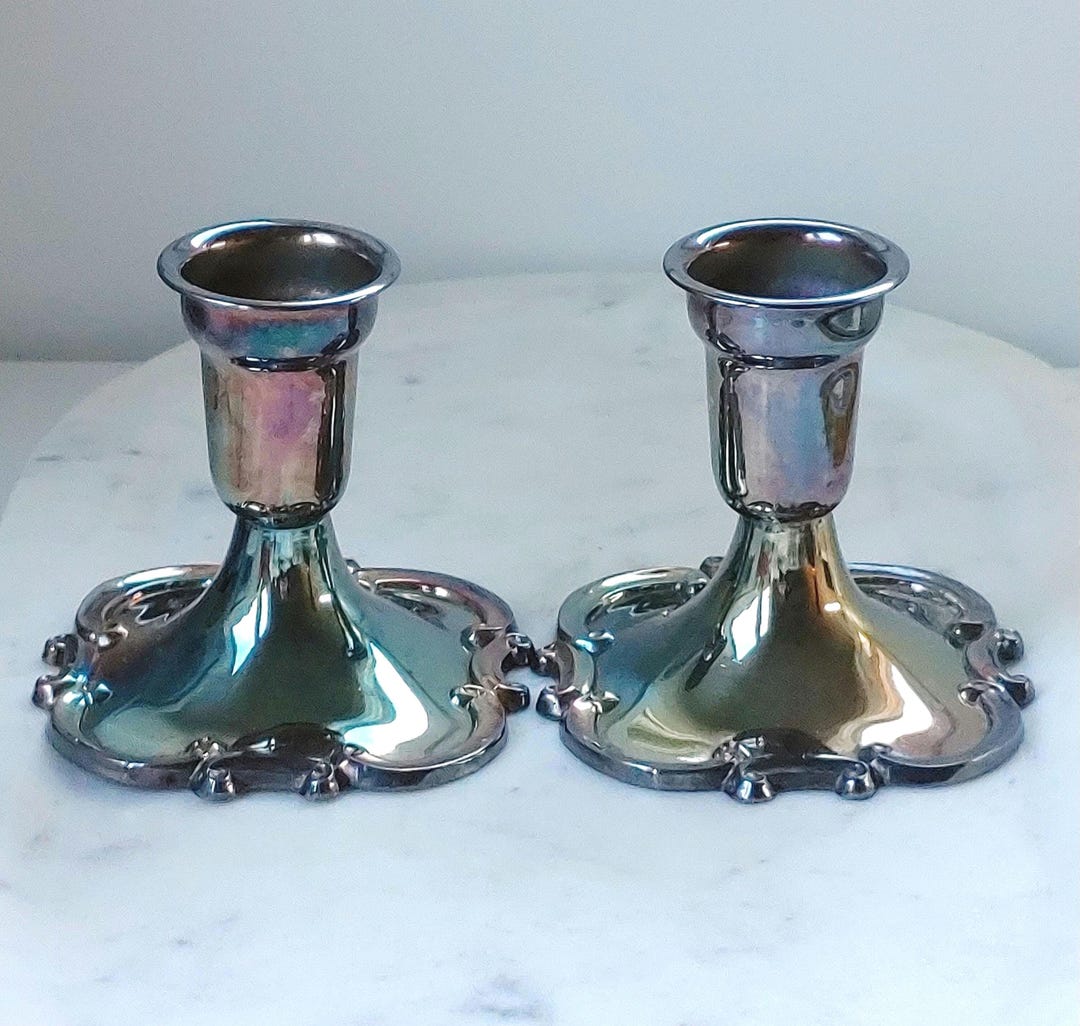 Vintage Pair of Silver Plate Candle Holders Antique Cottage Decor by ...