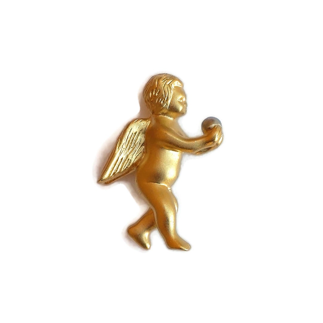 Butler Mid-century Modern Angel Cherub Vintage Brooch in Matte Gold ...