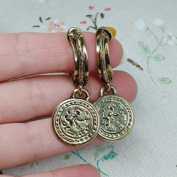 Dangle Coin Earrings - Etsy