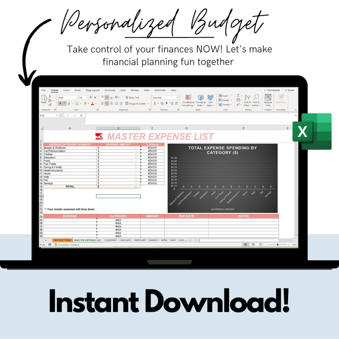 Personalized Budget Planning Spreadsheet - Reusable, Intuitive, and ...